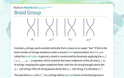 Braid Group From Wolfram Mathworld