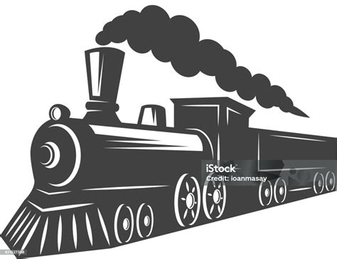빈티지 기차에 고립 된 흰색 배경 레이블 상징 기호에 대 한 디자인 요소입니다 벡터 일러스트 레이 션 승무원실에 대한 스톡 벡터 아트 및 기타 이미지 Istock