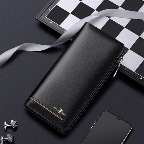 Williampolo High Quality Cowhide Leather Long Zipper Wallets For Men