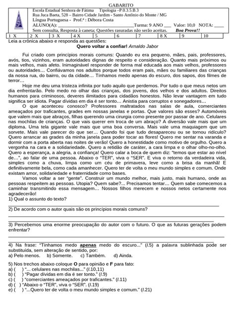 Prova 9 Ano 4° Bimestre 2024 Pdf