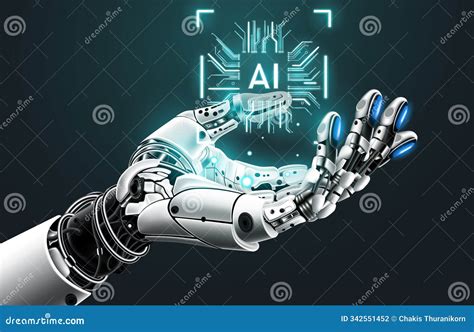 Ai Humanoid Hand Holding Earth Hologram With Technology Element Future Cybernetic Artificial