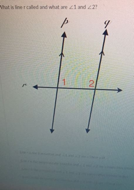 Solved What Is Line R Called And What Are And Line I Is The Transversal And And