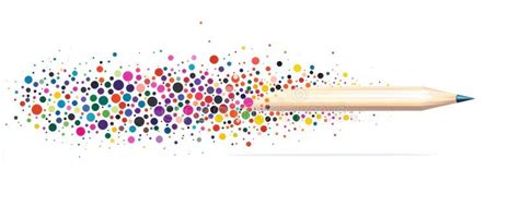 Abstract Illustration Of A Pencil With Colorful Dots Connected By Lines Symbolizing Creativity