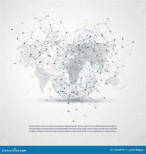 Cloud Computing And Networks Concept With World Map Global Digital Network Connections
