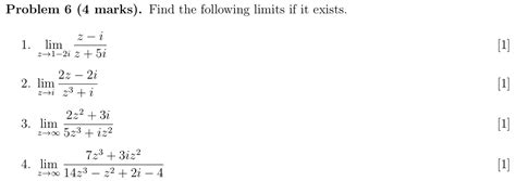 solved problem 6 4 marks find the following limits if it