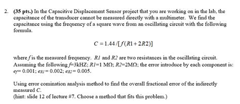 Solved Pts In The Capacitive Displacement Sensor Chegg