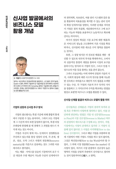 기업경영연구소 기술경영 신사업 발굴에서의 비즈니스 모델 활용 개념