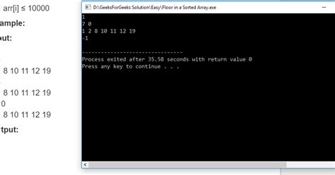 Geeksforgeeks Solution For Floor In A Sorted Array