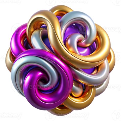 Abstract 3d Render Of Intertwined Metallic Spirals 55720877 Png