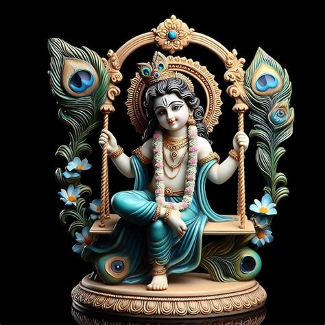 Lord Krishna Illustration Premium Ai Generated Image