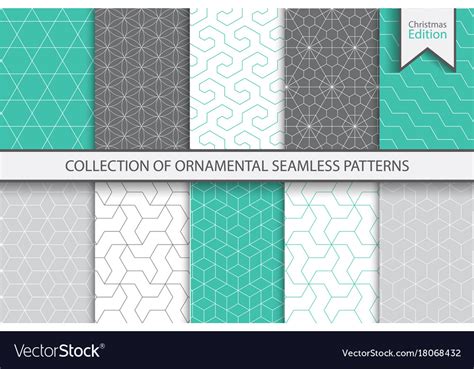 Collection Of Seamless Ornamental Colorful Vector Image