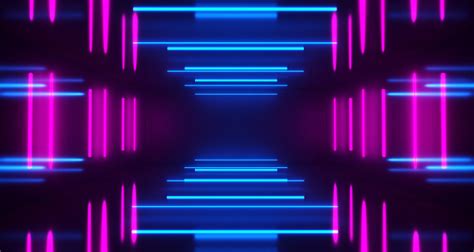 높은 반사 어두운 Sci Fi 미래 빈 룸으로 많은의 네온 튜브 블루와 퍼플 수평 및 수직 빛 빛나는 기술 개념 3d 렌더링 0명에 대한 스톡 사진 및 기타 이미지 Istock