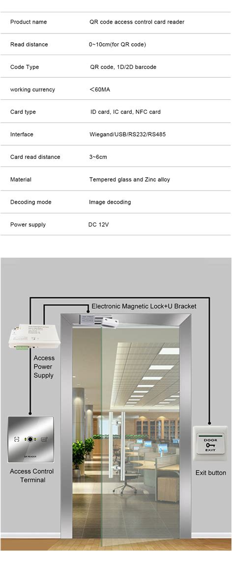 Rs485 Qr Code Access Control Rfid Card Reader Wiegand