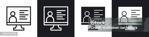 온라인 코스 아이콘은 흑백으로 채워지고 선 스타일로 설정됩니다 개념에 대한 스톡 벡터 아트 및 기타 이미지 개념 개념과 주제 공부 Istock