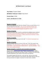 Netw Week Lab Report Statesc Docx NETW Week Lab Report Your Name Chyanne States