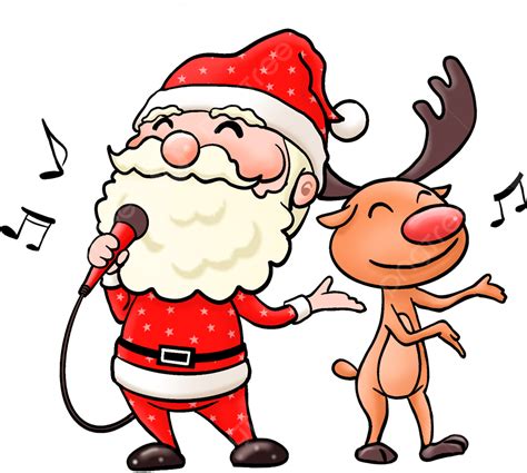 산타 엘크 메리 크리스마스 노래 만화 스타일 일러스트 산타 산타클로스 산타 클로스 Png 일러스트 및 Psd 이미지 무료 다운로드 Pngtree
