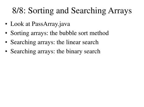 Ppt 88 Sorting And Searching Arrays Powerpoint Presentation Free