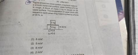 figure shows two block system 4 mathrm{kg} block rests on a smooth hori