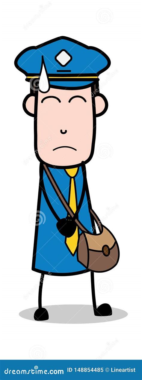 Hopeful Postman Cartoon Courier Guy Vector Illustration Stock