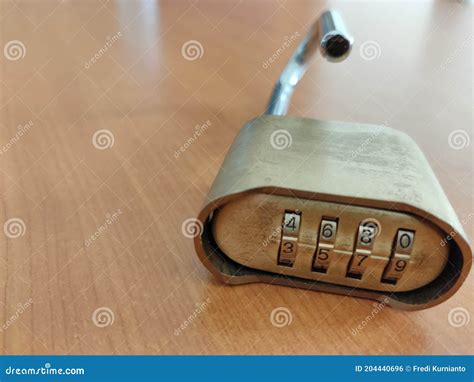 Padlock With Code On Table Stock Photo Image Of Padlock 204440696