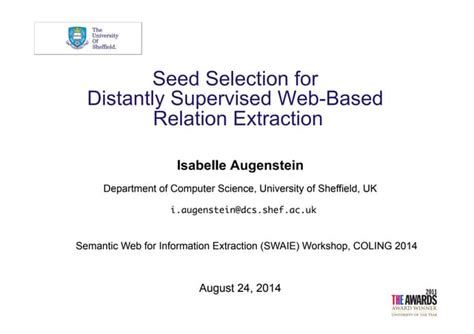 Seed Selection For Distantly Supervised Web Based Relation Extraction Ppt