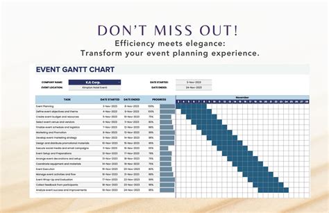 Gantt Chart Event Planning