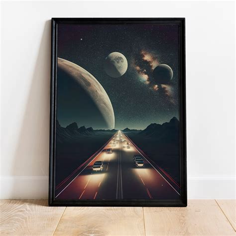 Highway In Space Wall Art Space Ts Retro Space Vintage Art Sci Fi