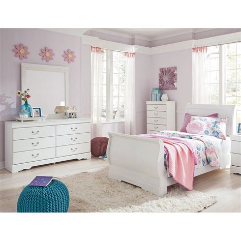 Ashley Anarasia 4 Piece Twin Bed Room Set In White