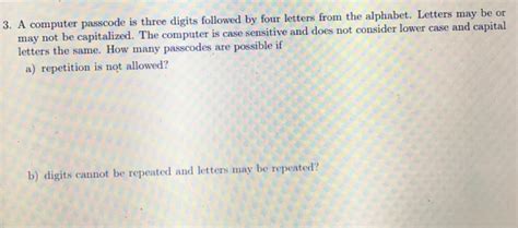 solved 3 a computer passcode is three digits followed by