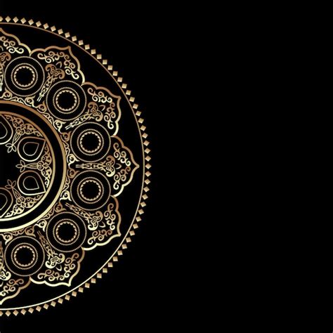 Fondo Negro Con Adorno Redondo Dorado Estilo árabe Islámico Y