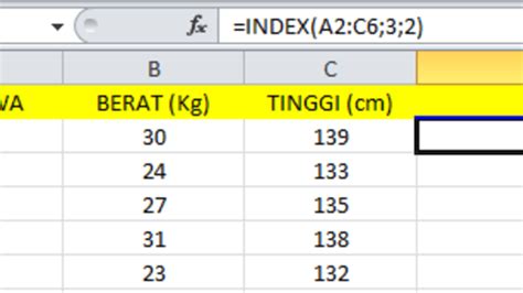 Rumus Index Excel Untuk Mendapatkan Referensi Sel