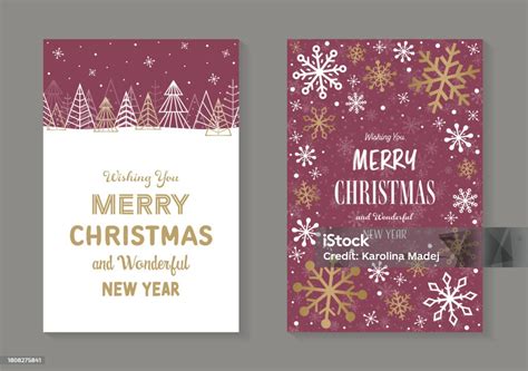 황금 나무와 눈송이가 있는 크리스마스 카드입니다 집합 벡터 일러스트 레이 션 12월에 대한 스톡 벡터 아트 및 기타 이미지 12월 개념 개체 그룹 Istock