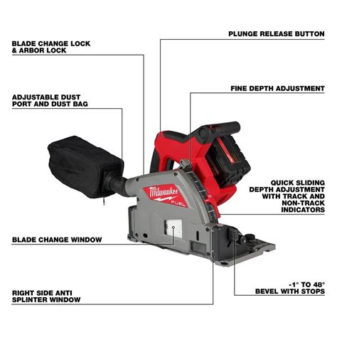 Milwaukee M18 Fuel 6 12 Plunge Track Saw Kit 55inch Guide Rail With