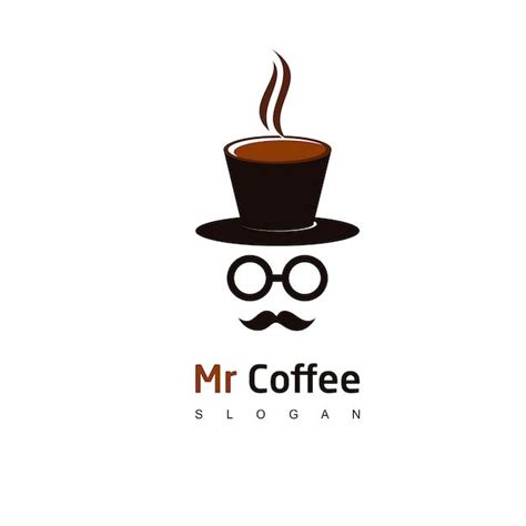 Mr Coffee Logo Cafe Icon Design Premium Vector Décoration Salon