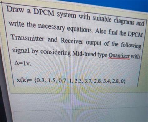 Draw A Dpcm System With Suitable Diagrams And Write