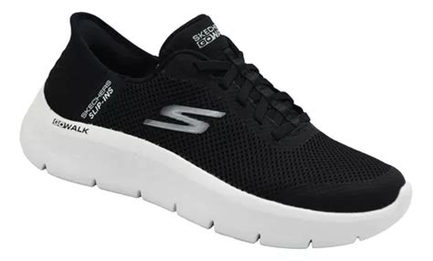Tenis Skerchers Go Walk Flex 124836 bkw Neg bco Memory Foam Meses sin interés