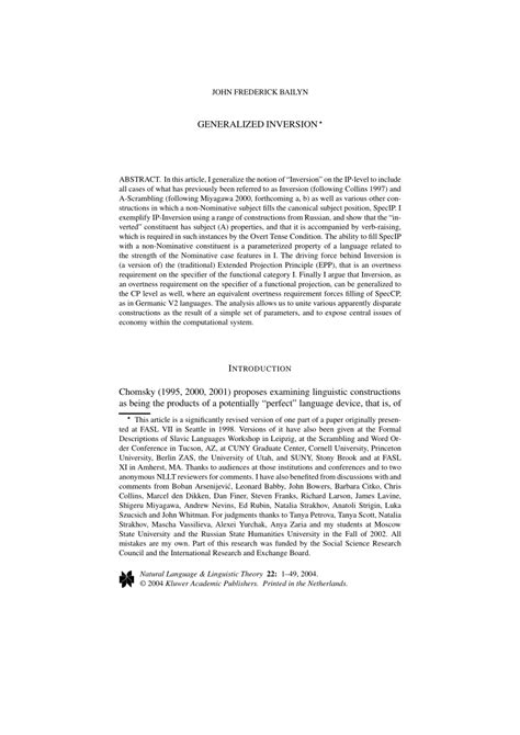 Pdf Generalized Inversion