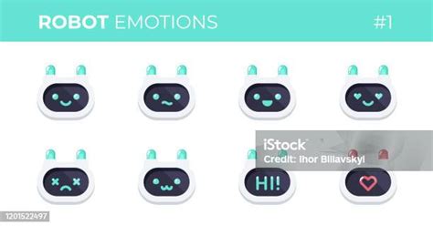 로봇 감정 세트 귀여운 로봇 머리 아바타 다른 얼굴과 채팅 봇 심플한 현대 아이콘 디자인입니다 흰색 배경에 고립 된 만화 캐릭터 화면 모니터 플랫 스타일 벡터 그림입니다