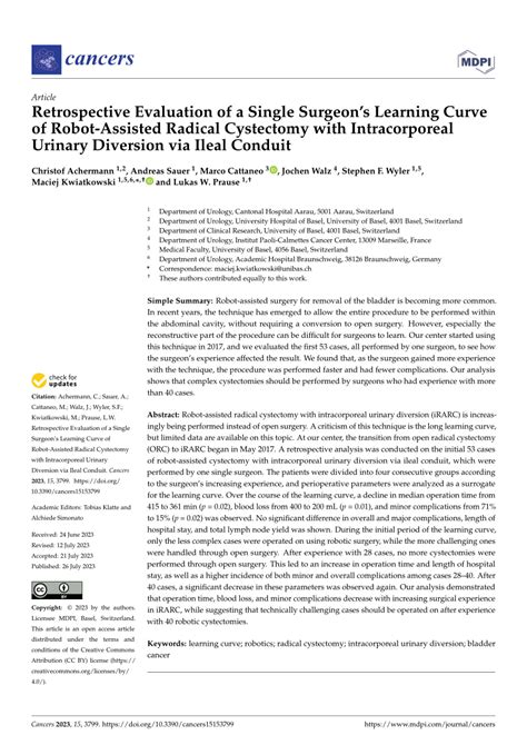 Pdf Retrospective Evaluation Of A Single Surgeons Learning Curve Of Robot Assisted Radical