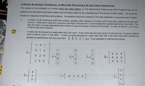 Solved Problem The Vectors And Matrices Referred To Here Are Chegg