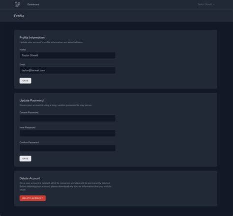 Todays Release Of Laravel Breeze Brings A New Simple Profile Page So Users Can Update Their
