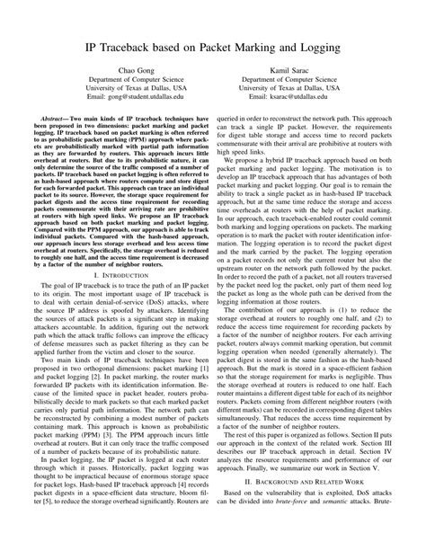 Pdf Ip Traceback Based On Packet Marking And Logging