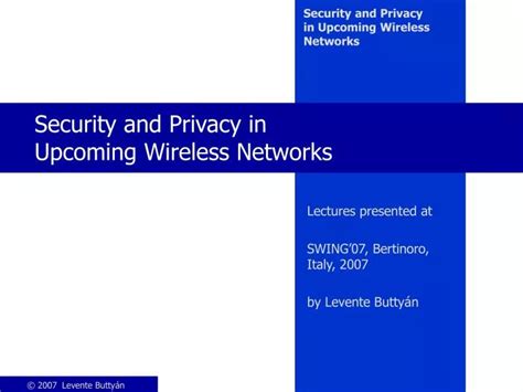 Ppt Security And Privacy In Upcoming Wireless Networks Powerpoint