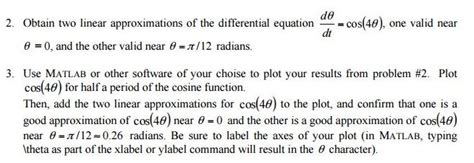 solved obtain two linear approximations of the differential