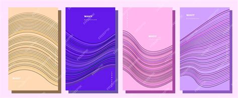 Premium Vector Colorful Wavy Lines Background Template Set Copy Space For Banner Landing Page