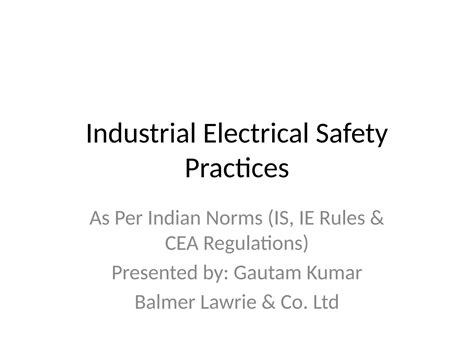Electrical Safety Practices In India Pptx Ppt