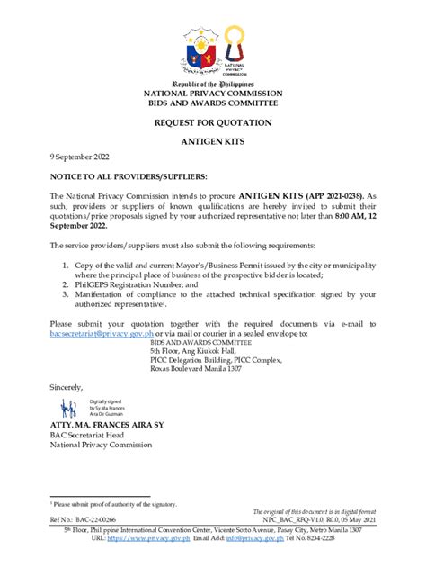 Fillable Online Request For Quotation Antigen Kits Fax Email Print