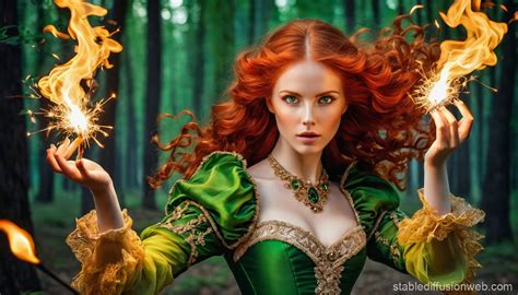 Redhead Woman With Green Eyes In Velvet Corset Stable Diffusion Online