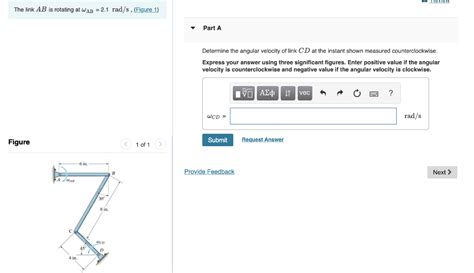 Solved Neview The Link AB Is Rotating At WAB Rad S Chegg
