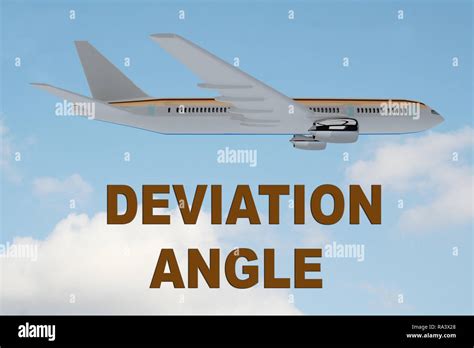 3d Illustration Of Deviation Angle Title On Cloudy Sky As A Background Under An Airplane Stock